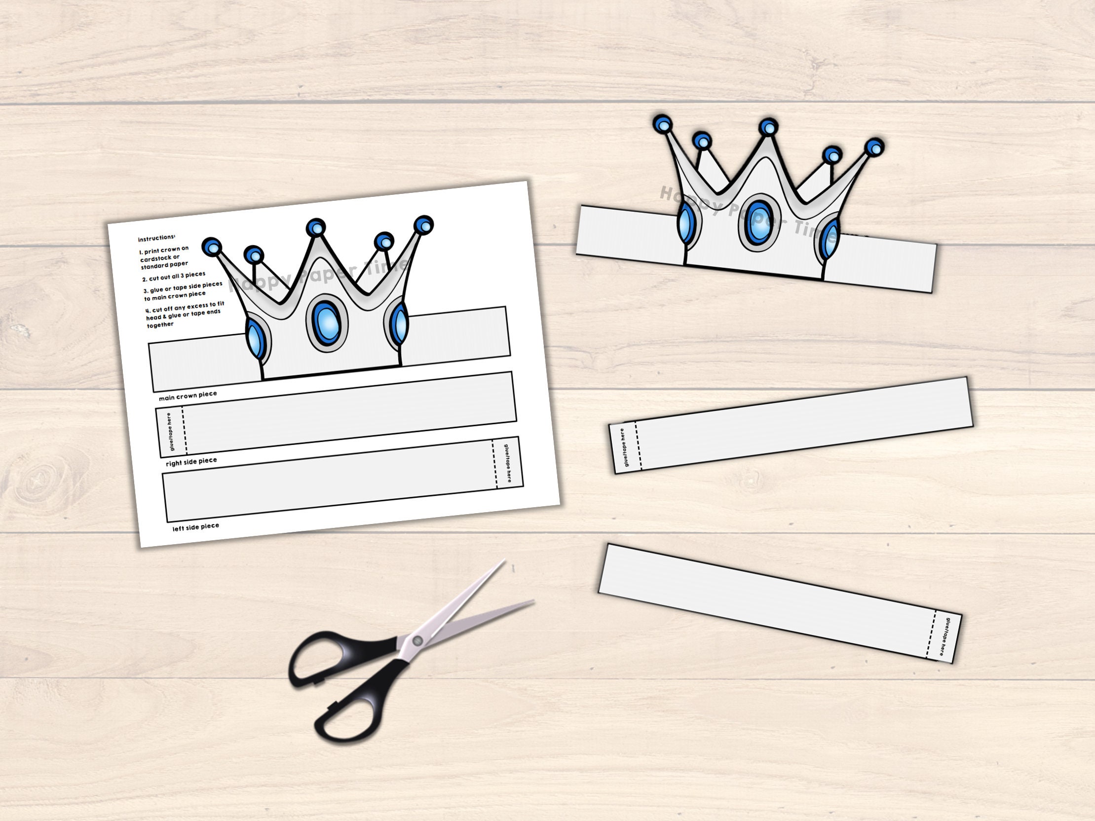 Princess Paper Crown Coloring Printable Kid Craft Princess - Etsy