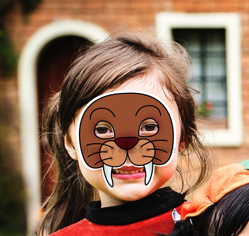 Walrus Mask Costume Animal Mask Printable Party Favor Polar Halloween ...