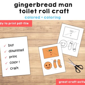 Gingerbread Man Toilet Paper Roll Craft Christmas Party Coloring ...