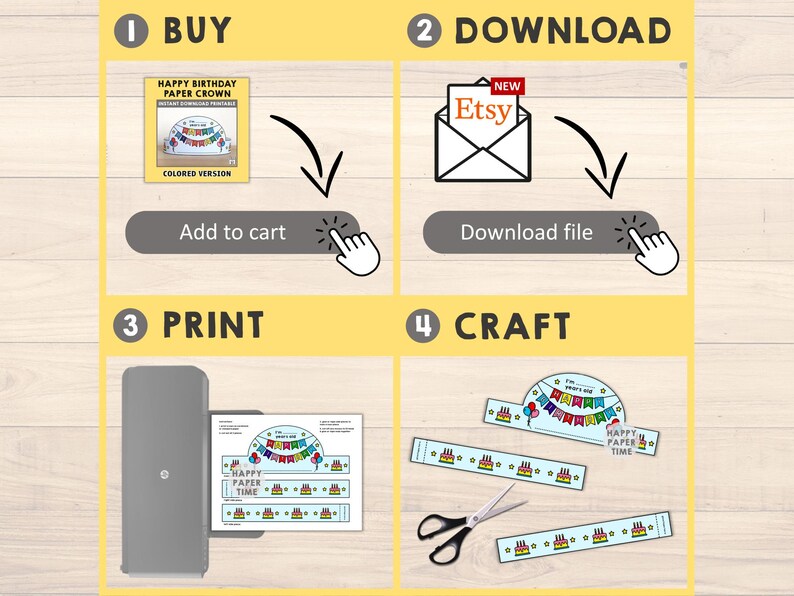 Happy Birthday Paper Crown Party Activity Printable Kids Template Craft ...