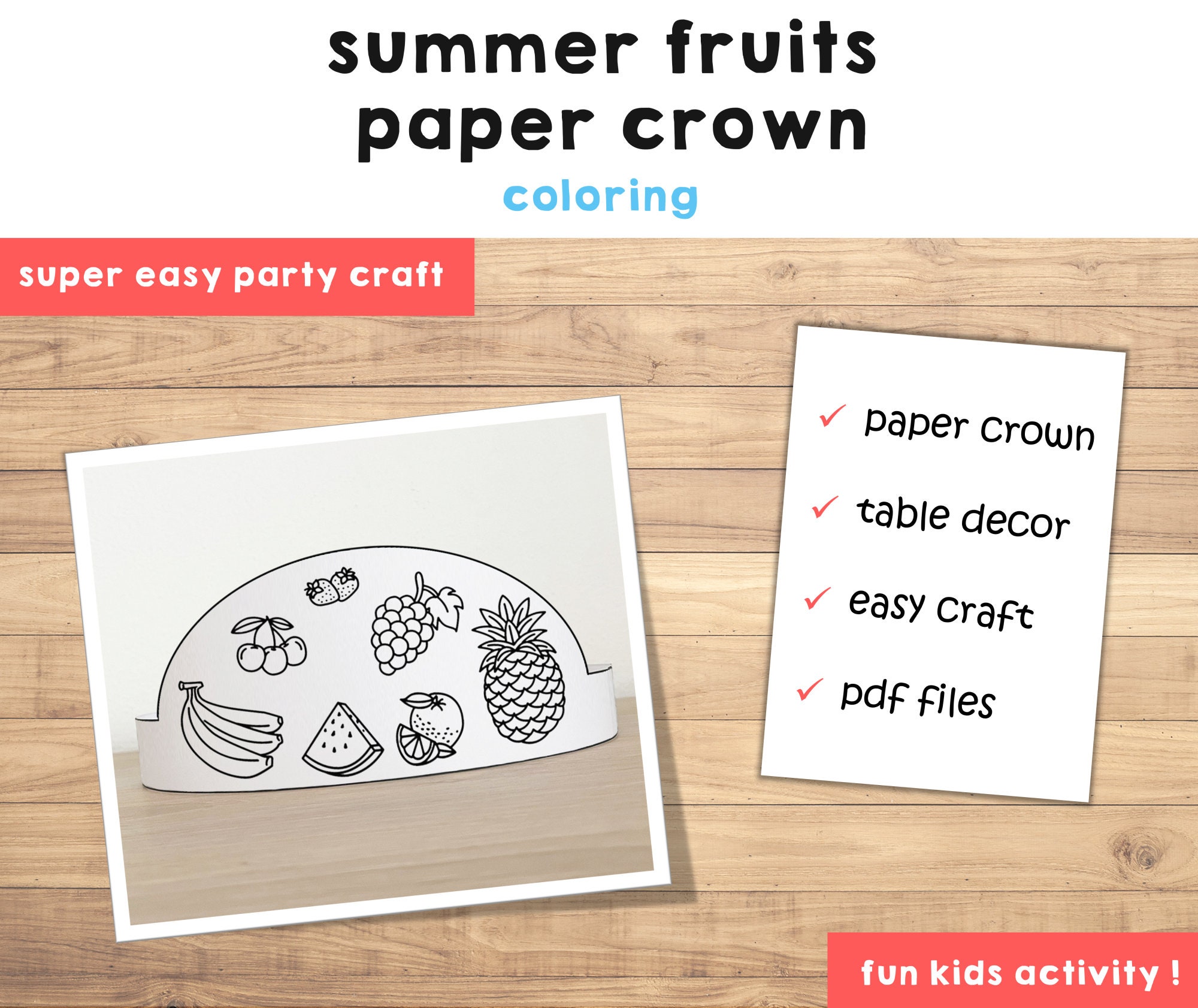 Fruits Summer Paper Crowns Spring Printable Kids Craft Coloring ...