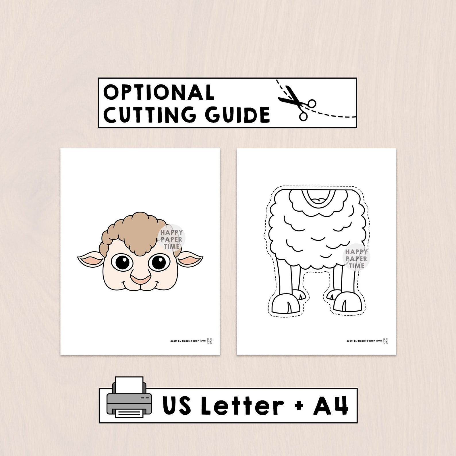 Sheep Lamb Paper Bag Puppet Printable Farm Animal Craft Activity Cut ...