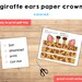 Giraffe Ears Paper Crown Party Coloring Printable Kids Craft - Etsy