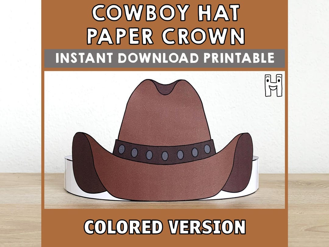Cowboy Hat Paper Crown Party Printable Kids Craft Wild West Costume ...