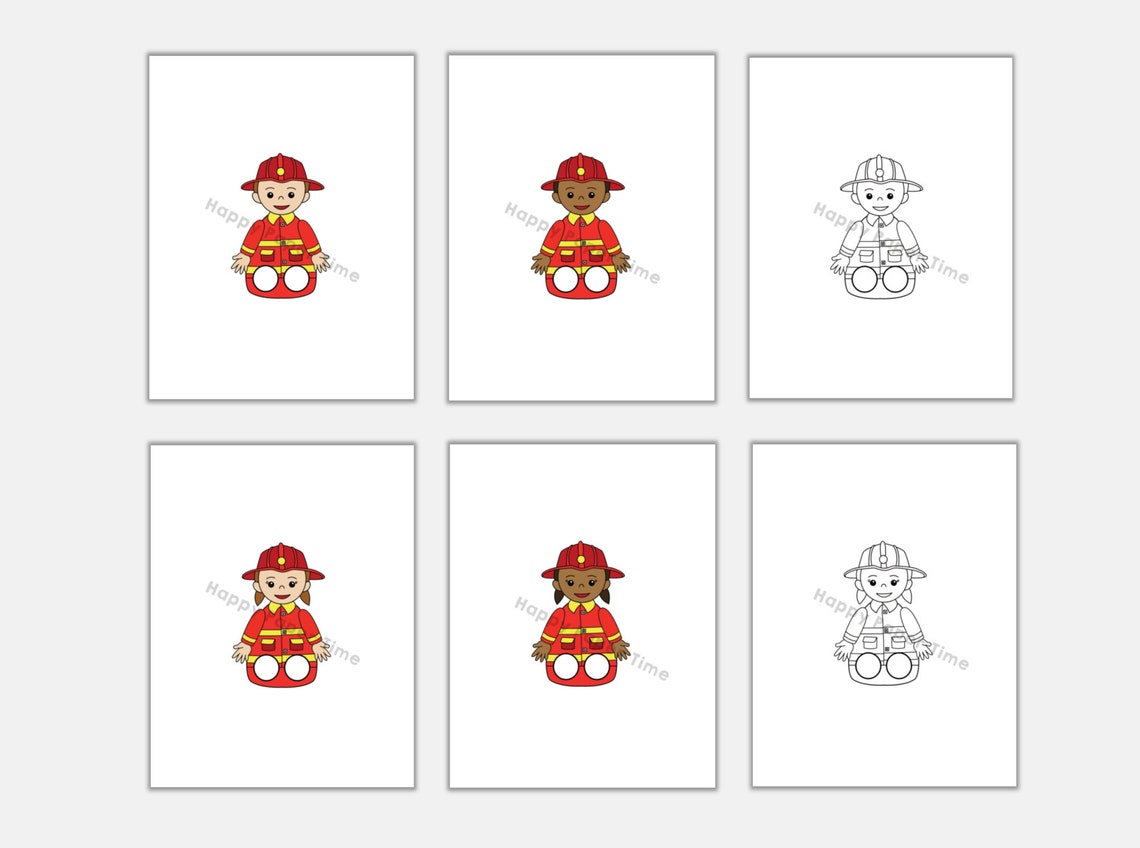 Firefighter Paper Craft Printable Community Helper Finger - Etsy