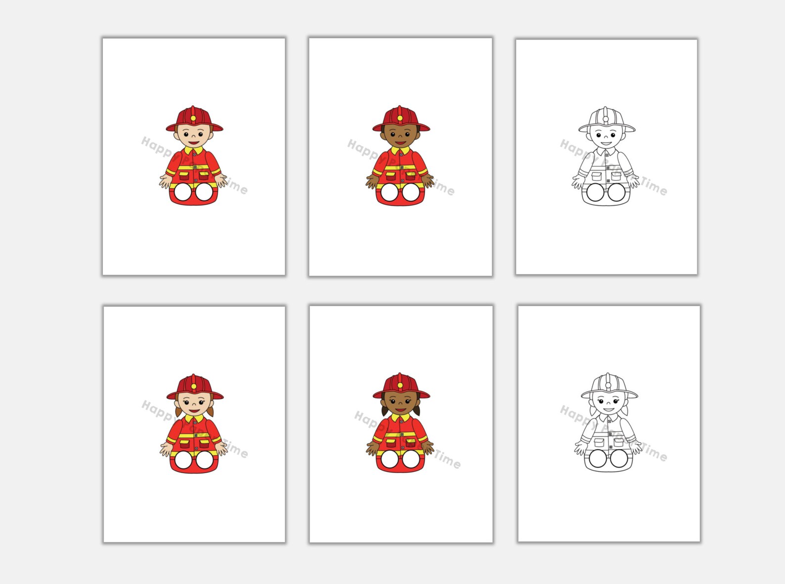 Firefighter Paper Craft Printable Community Helper Finger - Etsy