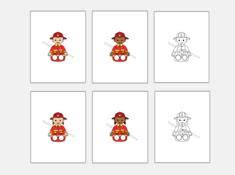 Firefighter Paper Craft Printable Community Helper Finger - Etsy