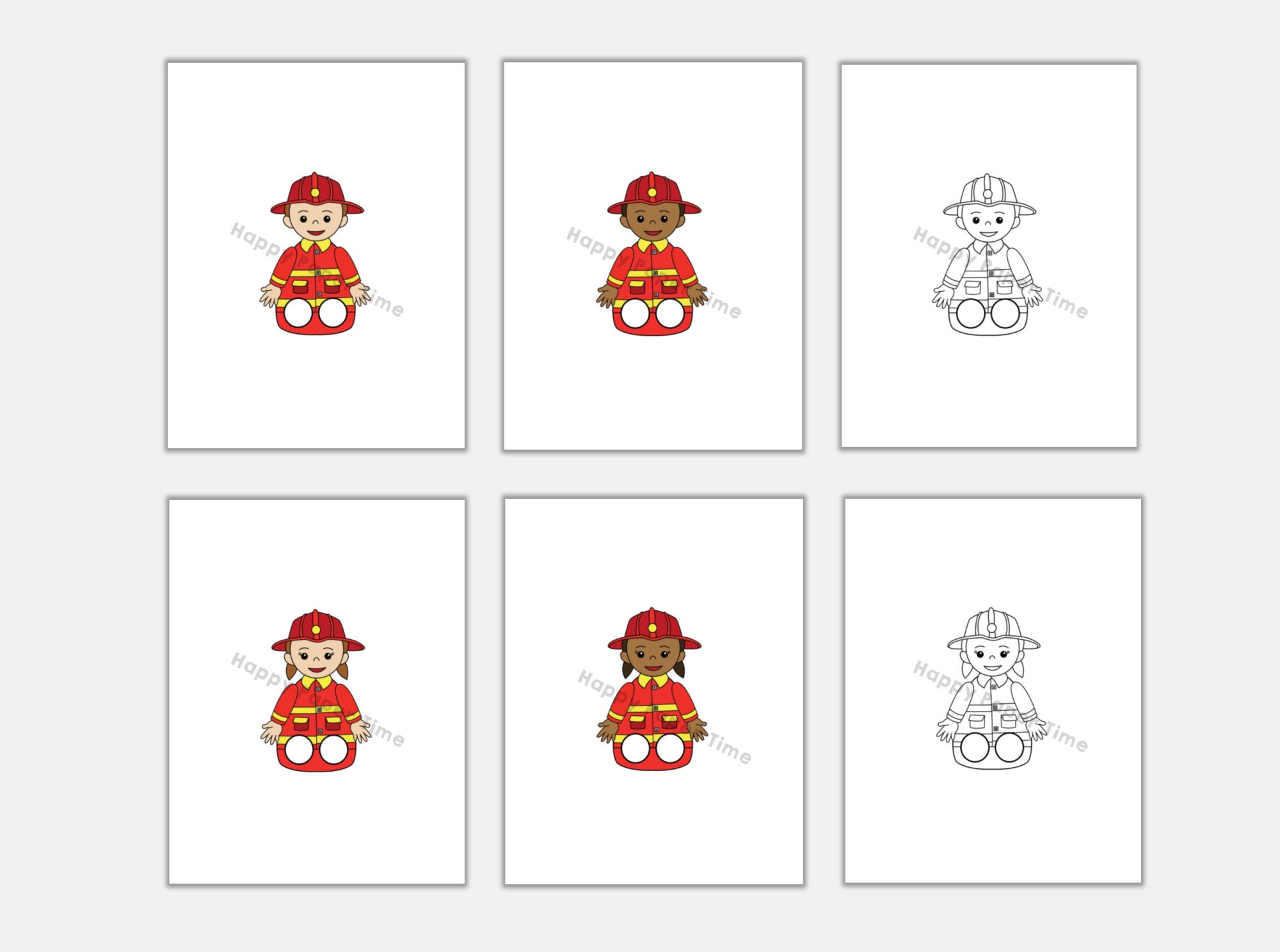 Firefighter Paper Craft Printable Community Helper Finger - Etsy