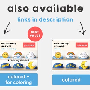 Astronomy Paper Crowns Coloring Sun Rainbow Moon Cloud Shooting Stars ...