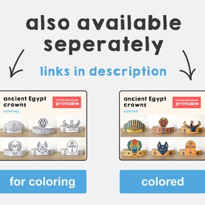 Ancient Egypt Paper Crowns Pharaoh Cobra Cleopatra Isis Scarab Cat Ankh ...