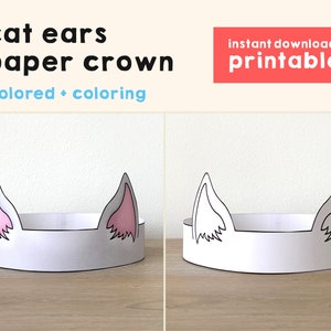 Cat Ears Paper Crown Party Coloring Printable Kids Craft Kitten Pussy ...