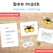 Bee Mask Costume Animal Mask Printable Party Favor Insect Halloween ...