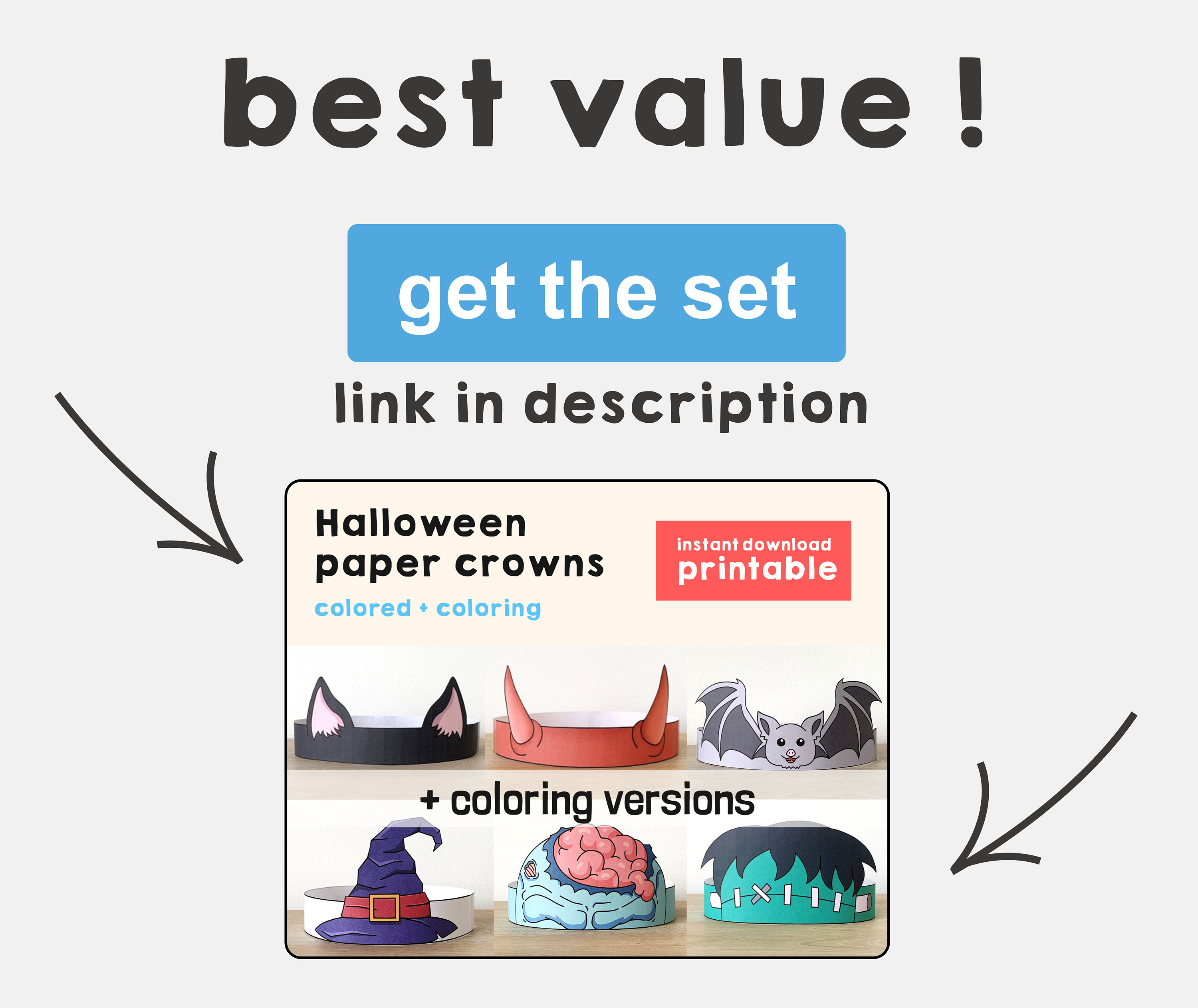 Devil Horns Paper Crown Party Coloring Printable Kids Craft | Etsy