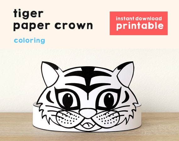 Tiger Paper Crown Coloring Printable Kids Craft Tiger Birthday - Etsy ...