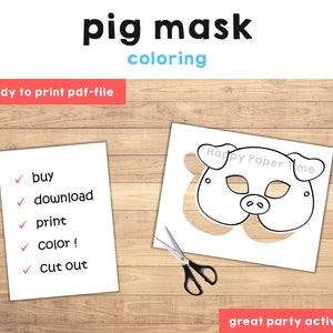 Pig Mask Printable Farm Party Activity Animal Party Activity Kids ...
