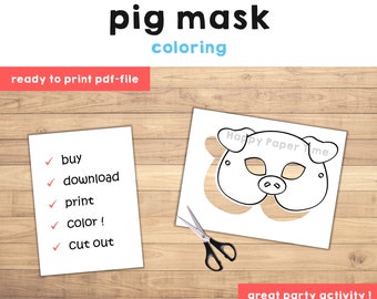 Paper & Party Supplies Party Supplies Pig Mask printable Farm Party ...