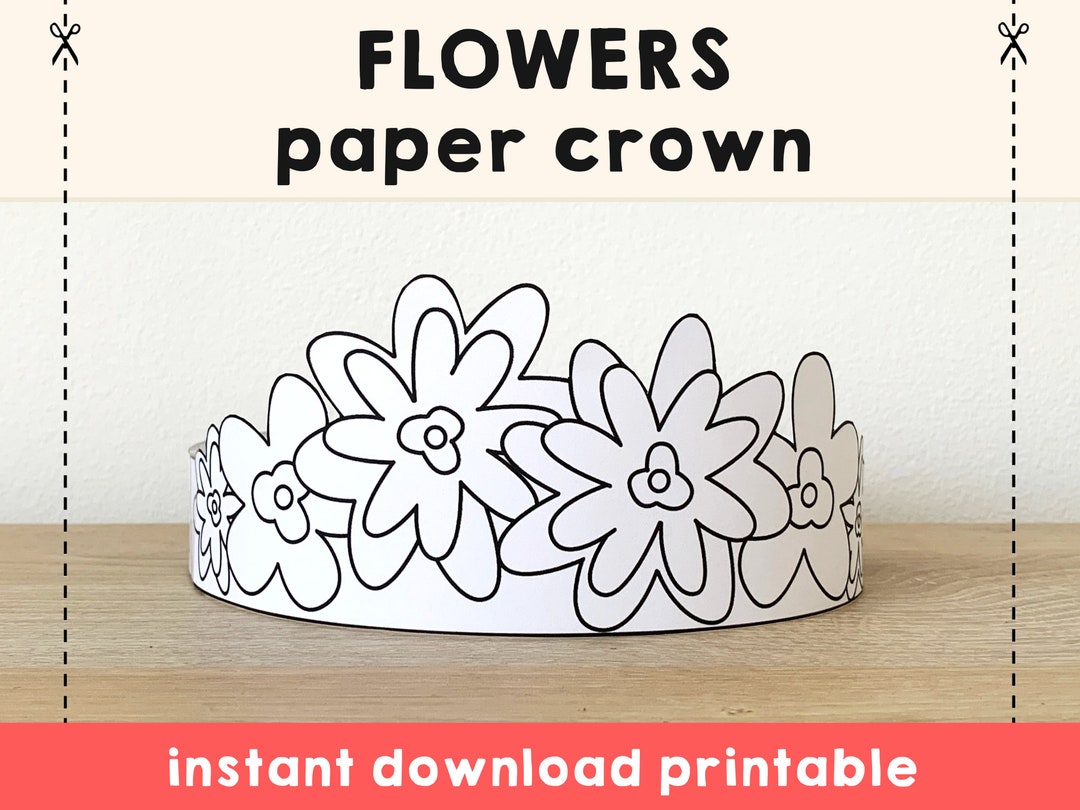 Flower Paper Crown Party Coloring Printable Kids Craft Spring Fairy ...