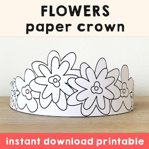 Flower Paper Crown Party Coloring Printable Kids Craft Spring Fairy ...