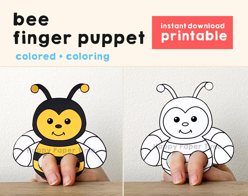 Bee Paper Craft Printable Finger Puppet Template Kids Craft - Etsy