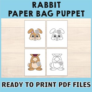 Rabbit Bunny Paper Bag Puppet Printable Pet Farm Animal Craft Activity ...