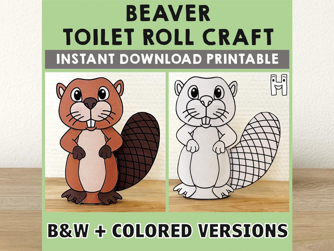 Beaver Toilet Paper Roll Craft Forest Woodland Party Coloring Printable ...