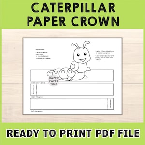 Caterpillar Paper Crown Headband Party Coloring Printable Kids Craft ...