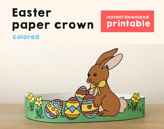 Easter Bunny Hat Paper Crown Headband Easter Cut Out Party - Etsy