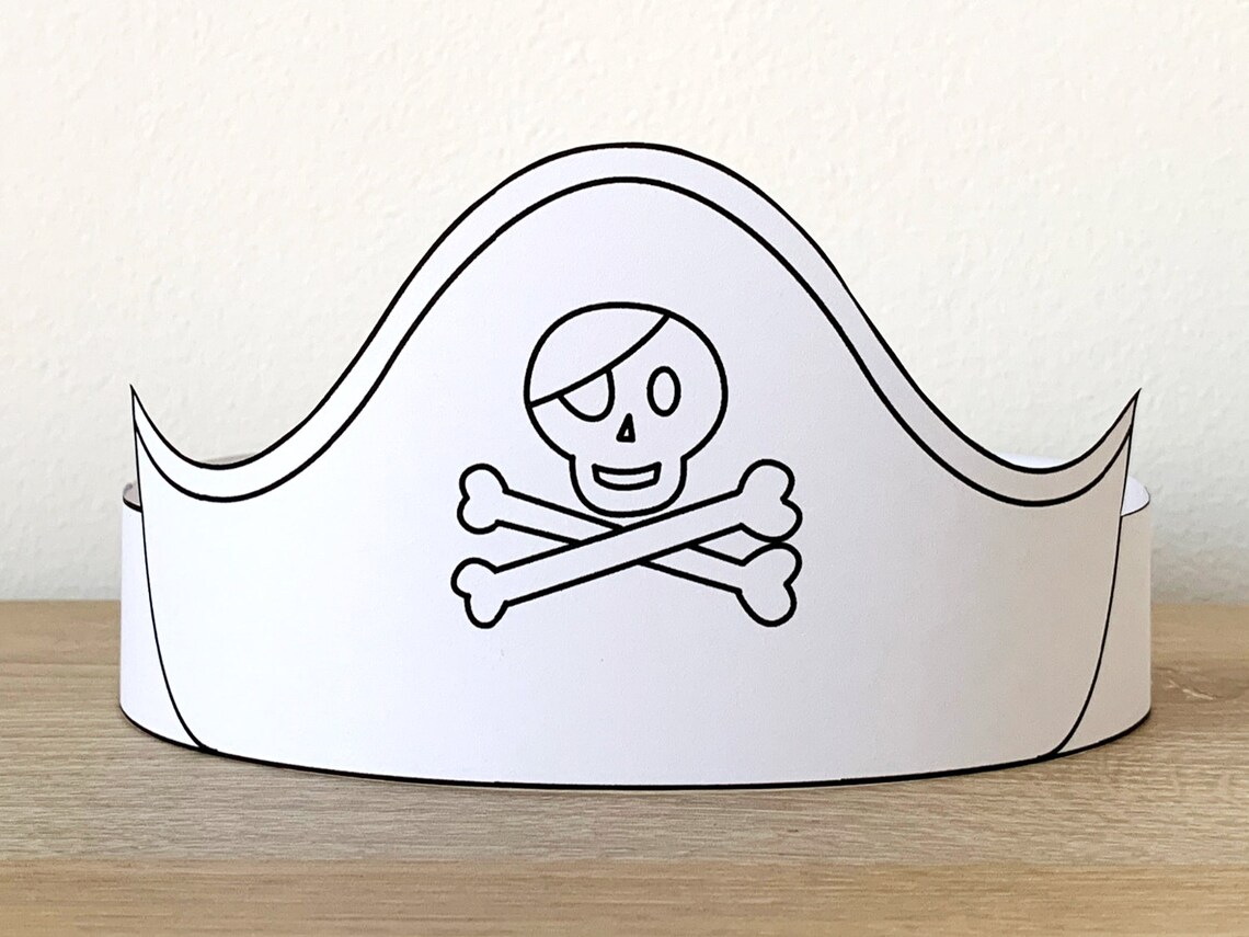 Pirate Hat Paper Crown Template Pirate Captain Party Headband Etsy UK