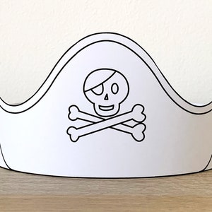Pirate Hat Paper Crown Template Pirate Captain Party Headband Coloring ...