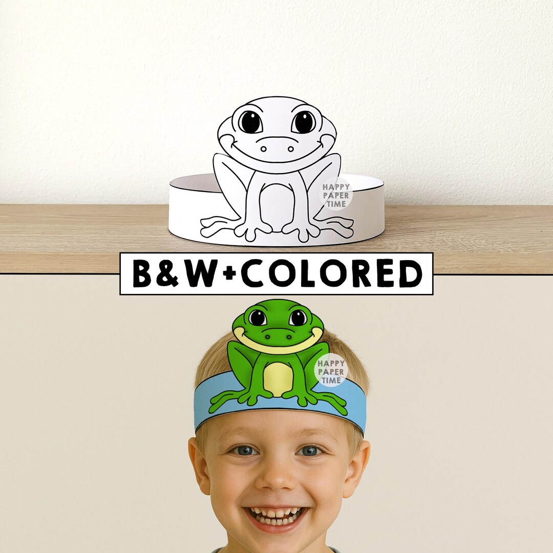 Frog Paper Crown Party Coloring Printable Kids Craft Animal Birthday ...