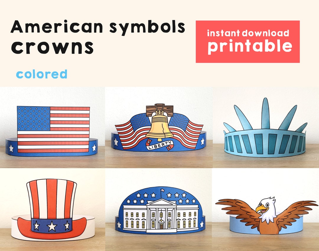 American Symbols Paper Crowns Flag 4th of July Patriotic Printable DIY ...