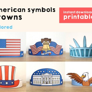 American Symbols Paper Crowns Flag 4th of July Patriotic Printable DIY ...
