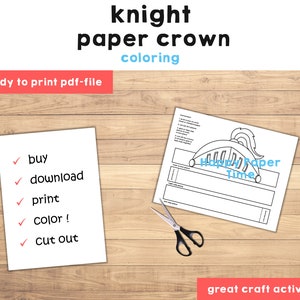 Knight Paper Helmet Crown Template Fantasy Party Headband Coloring ...