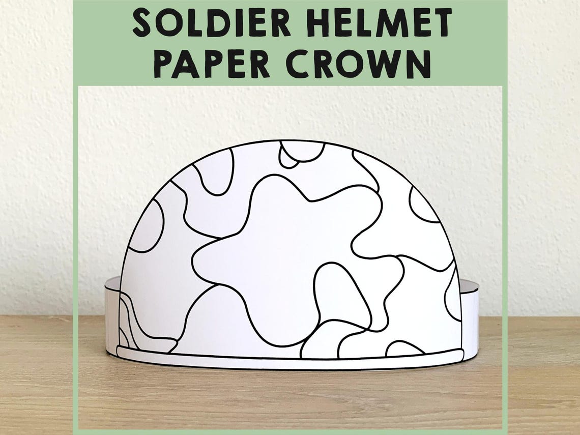 Soldier Helmet Paper Crown Headband Military Army Veteran Day Coloring ...