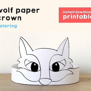 Wolf Paper Crown Coloring Printable Kids Craft Wolf Woodland | Etsy