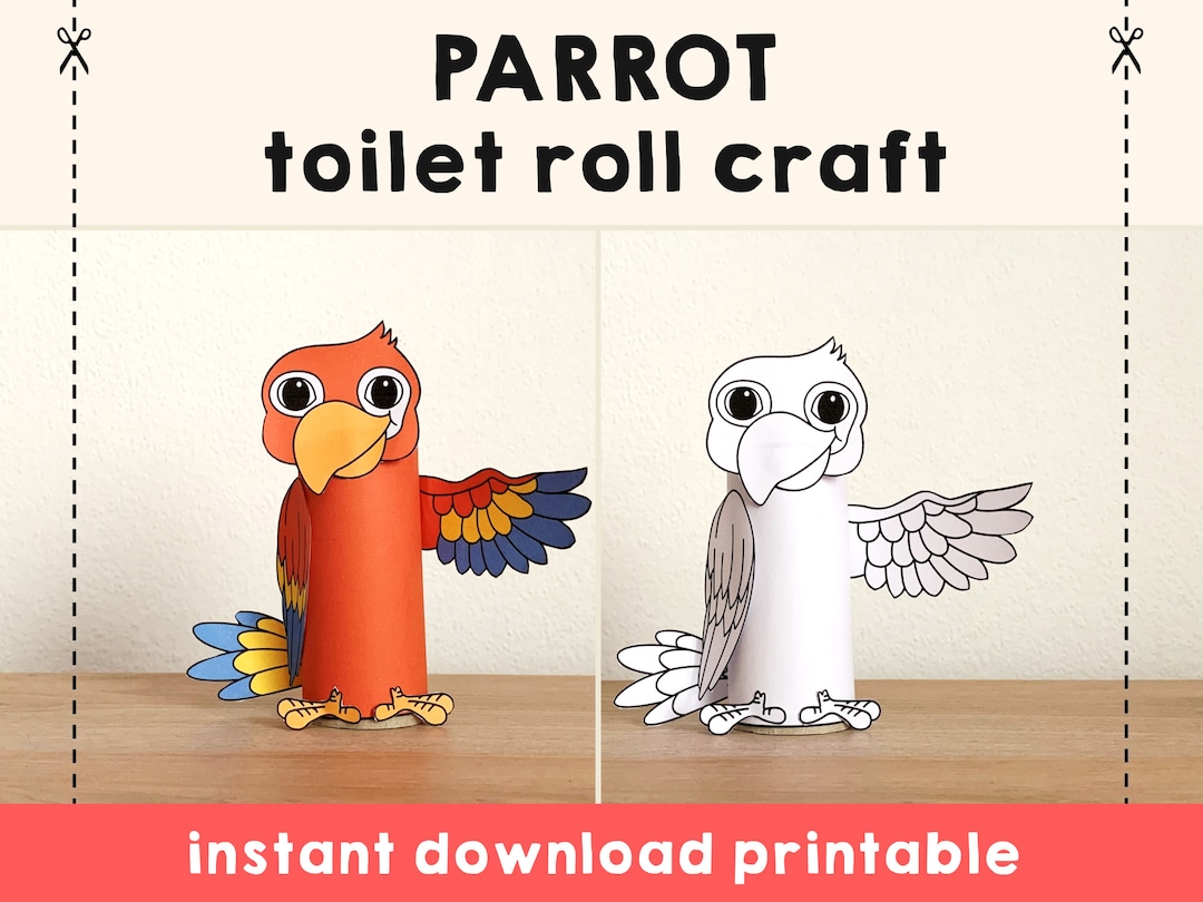 Parrot Toilet Paper Roll Craft Bird Pets Animal Party Coloring ...