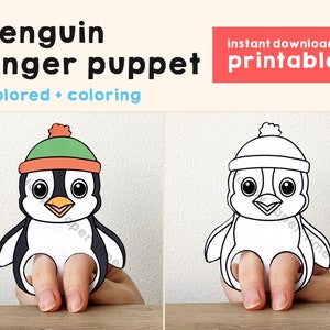 Penguin Paper Craft Printable Finger Puppet Template Kids - Etsy