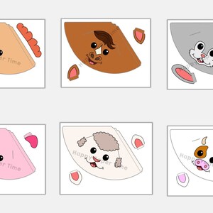 Farm Animal Party Hats Paper Printable Table Pig Horse Cow Rabbit Sheep ...