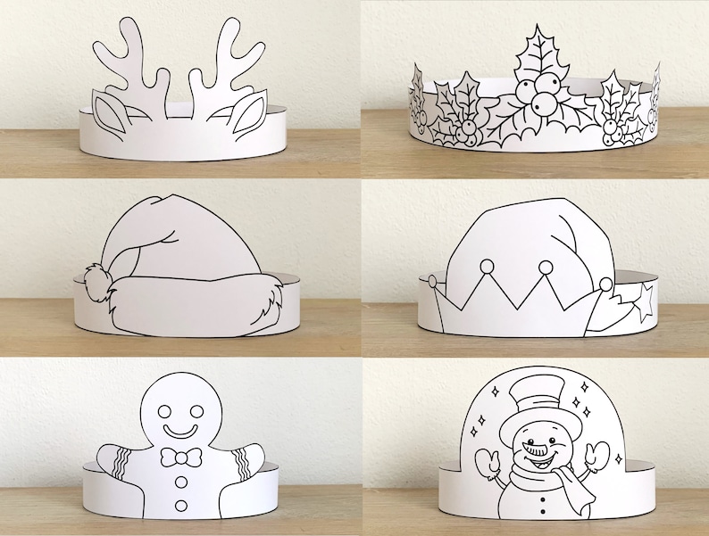 Christmas Paper Crowns Coloring Activity Printable Kids Craft | Etsy
