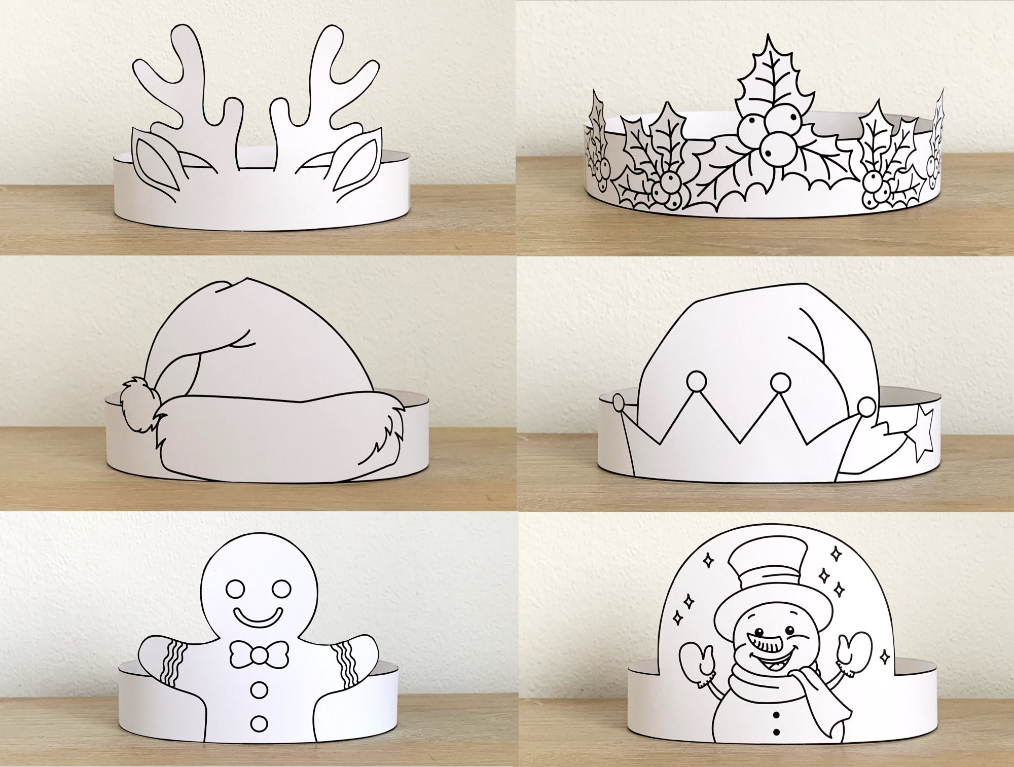 Christmas Paper Crowns Coloring Activity Printable Kids Craft Hats ...