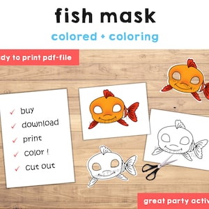 Fish Mask Template Costume Kids Diy Ocean Sea Animal Party Fun Favor ...