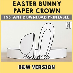 Easter Bunny Ears Paper Crown Coloring Headband Easter Cut Out Party ...