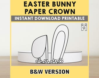 Easter Bunny Ears Paper Crown Printable Cut Out Party Activity Kids ...