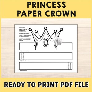 Princess Paper Crown Coloring Printable Kids Craft Princess Birthday ...
