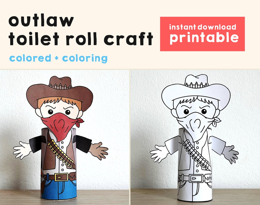 Outlaw Toilet Paper Roll Craft Wild West Party Coloring Printable ...