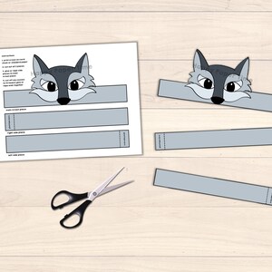 Wolf Paper Crown Coloring Printable Kids Craft Wolf Woodland Birthday ...