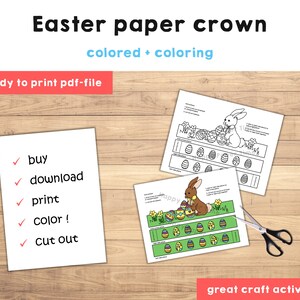 Easter Bunny Hat Paper Crown Coloring Headband Easter Cut Out - Etsy