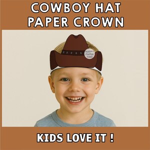Cowboy Hat Paper Crown Party Printable Kids Craft Wild West Costume ...