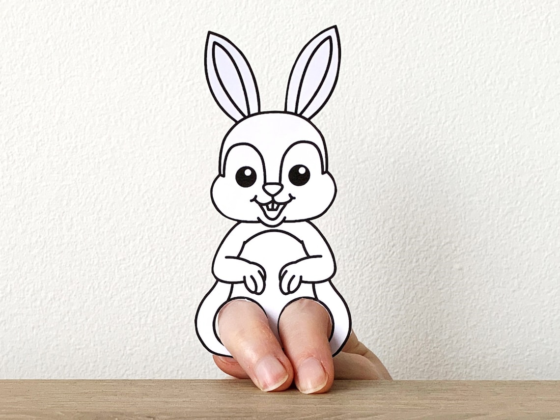 Rabbit Bunny paper craft printable farm animal Finger Puppet | Etsy