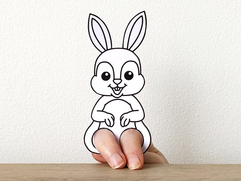 Rabbit Bunny paper craft printable farm animal Finger Puppet | Etsy